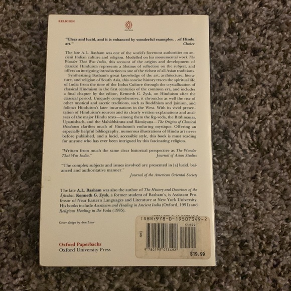 Other | Book The Origins And Development Of Classical Hinduism By Al ...